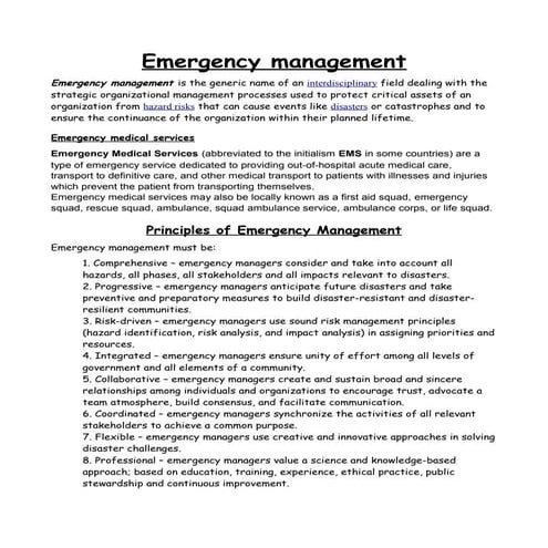 Emergency management | ODT