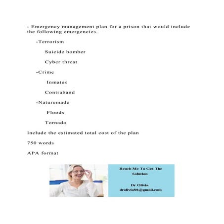 - Emergency management plan for a prison that would include the foll | DOCX