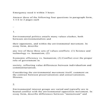 Emergency need it within 3 hoursAnswer three of the following fo.docx