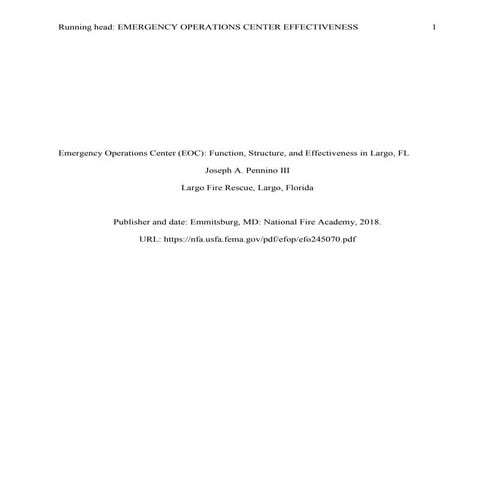 Emergency Operations Center (EOC) Function, Structure, and ...