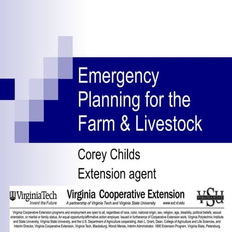 Emergency Planning For The Farm & Livestock | PPT