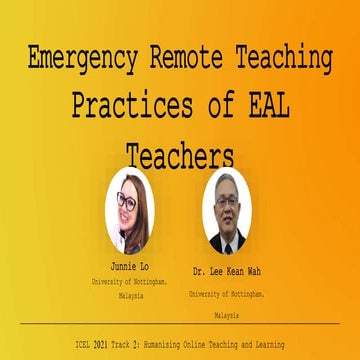 Emergency Remote Teaching Practices of EAL Teachers - ICEL - 2021 - LJN ...