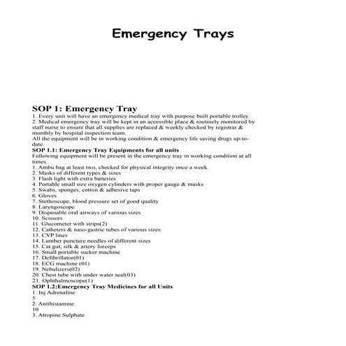 Emergency tray | ODT