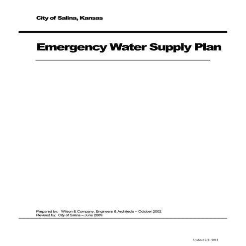 City of Salina--Emergency Water Supply Plan | PDF
