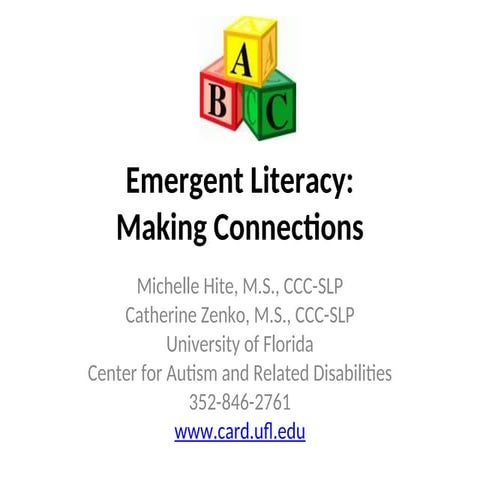 Emergent Literacy for Speech Pathologist | PPT