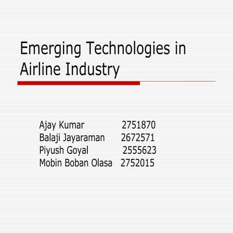Emerging Technologies In Airline Industry | PPT