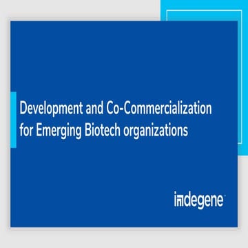 Development and Co-Commercialization for Emerging Biotech organizations ...