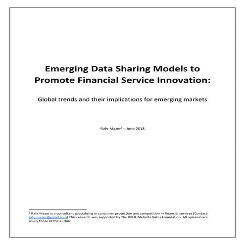 Emerging data sharing models to promote financial service innovation ...