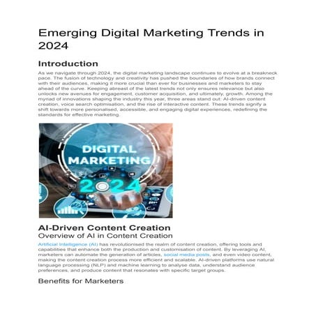 Emerging Digital Marketing Trends in 2024 | PDF