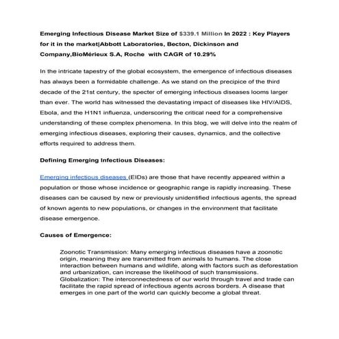 New Infectious Diseases: A-Z Ultimate Guide (up to date) | The Lifesciences Magazine | PDF