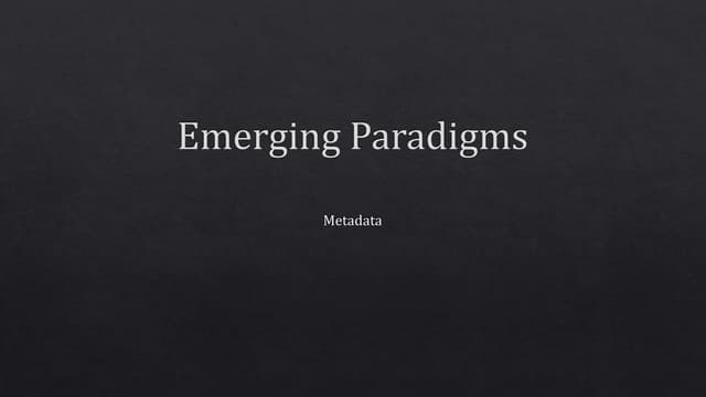 Emerging Paradigms Ppt