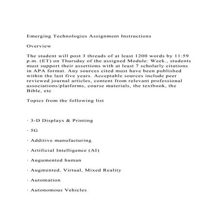 Emerging Technologies Assignment InstructionsOverviewThe.docx