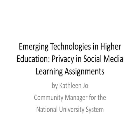 Emerging Technologies in Higher Education - Privacy in Social Media ...
