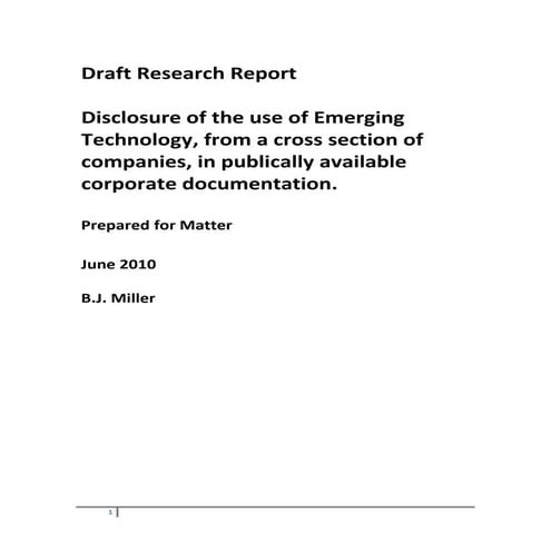 Disclosure of the use of Emerging Technology, from a cross section of ...