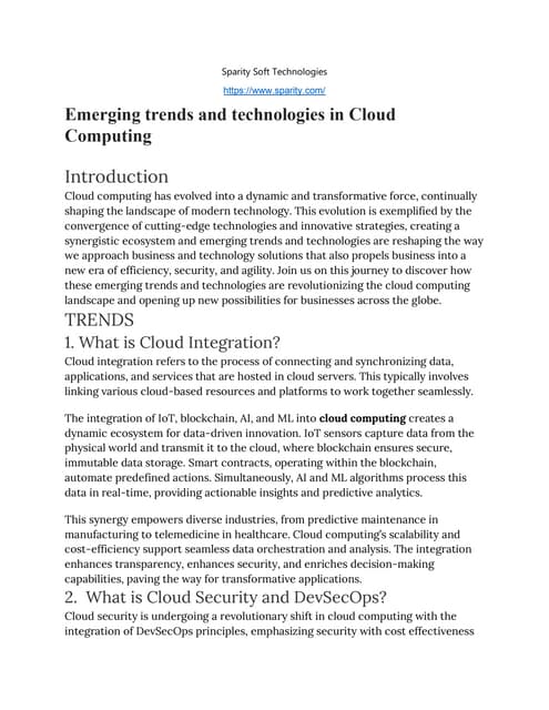 The Future of Cloud Computing: Innovations on the Horizon in 2024 | PPTX