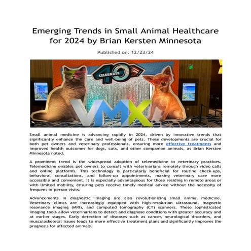 Emerging Trends in Small Animal Healthcare for 2024 by Brian Kersten ...