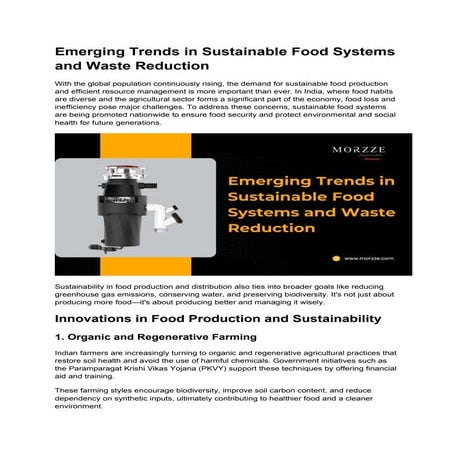 Emerging Trends in Sustainable Food Systems and Waste Reduction | DOCX