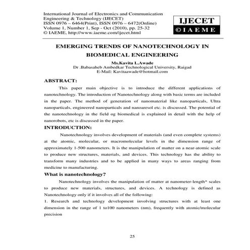 Emerging trends of nanotechnology in biomedical engineering | PDF ...