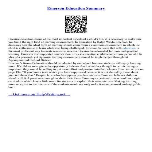 Emerson Education Summary | PDF