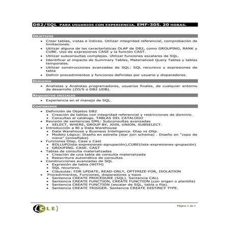 Curso Mainframe Db2 Sql Para Usuarios Con Experiencia Emf 305 Pdf