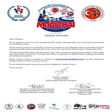Emf cup-2016 official invitation | PDF