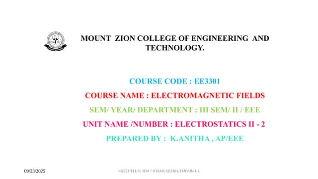 Electric field due to ring of charge Derivation | PPTX
