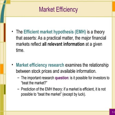 Efficient Market Hypothesis- Share market operation | PPT