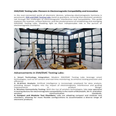 EMI EMC Testing Labs, Pioneers in Electromagnetic Compatibility and ...