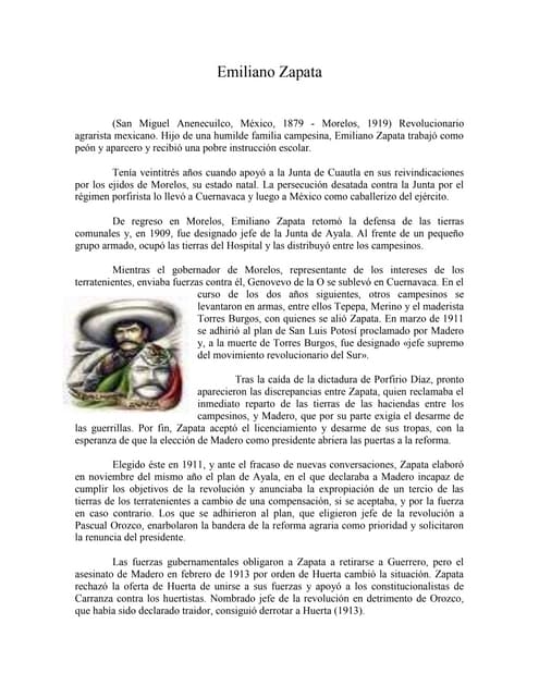 Movimientos revolucionarios. Emiliano zapata. | PPTX