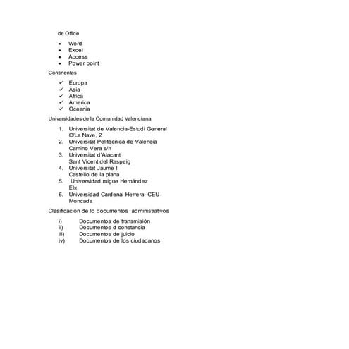 Ejercicios de word (informatica) | DOCX