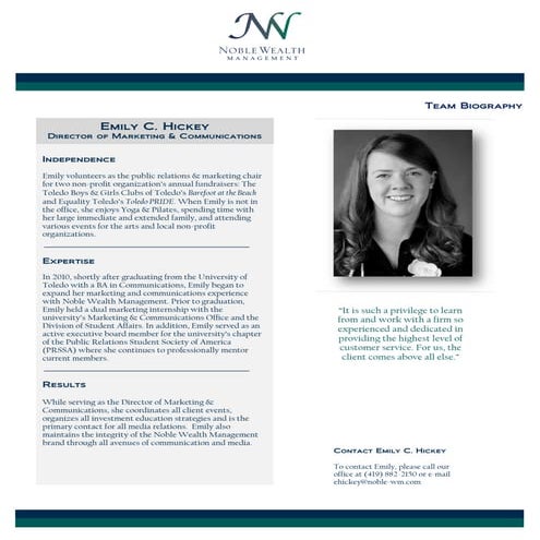 Emily Hickey Biography | PDF | Business | Business and Finance