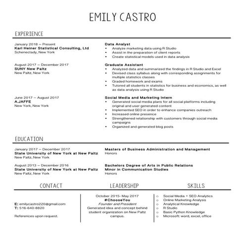 Emily Castro resume 2018 | PDF