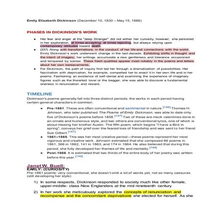 Emily dickinson (1830-1886) essay explanation ppt. | PPTX