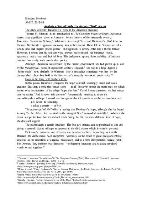 Critical appreciation of poem "The wind begun to rock the grass" by ...