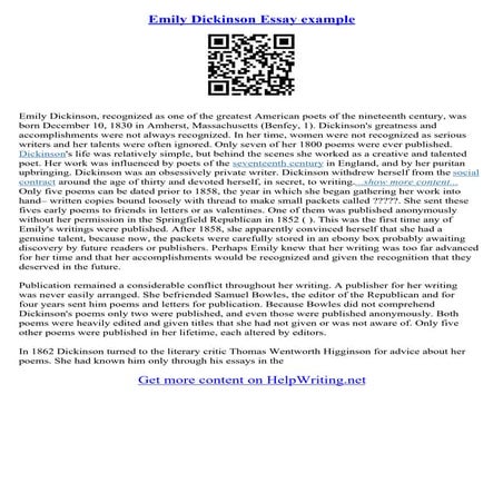Emily dickinson (1830-1886) essay explanation ppt. | PPTX