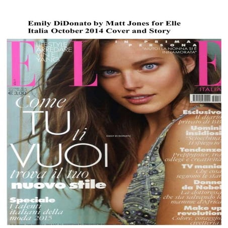 Emily Didonato By Matt Jones for Elle Italia October 2014 Cover and ...
