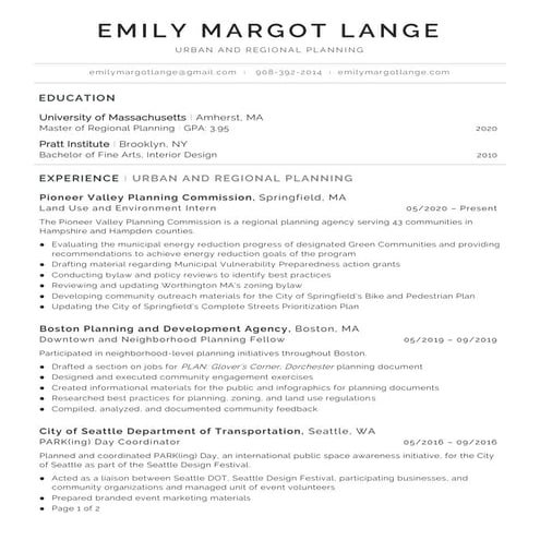 Emily Lange resume 2020 website | PDF