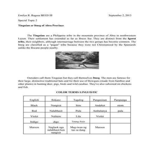 Tinguian or Itneg of Abra Province | DOCX