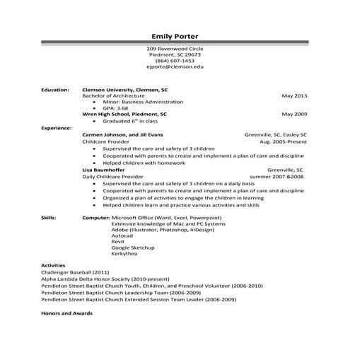 Emily porter resume | DOC