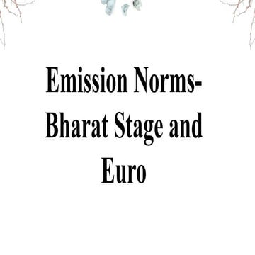 Bharat Stage Standards- History and Future | PDF