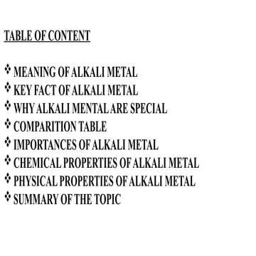 Understanding Alkali Metals: Properties, Reactions, and Applications | PDF