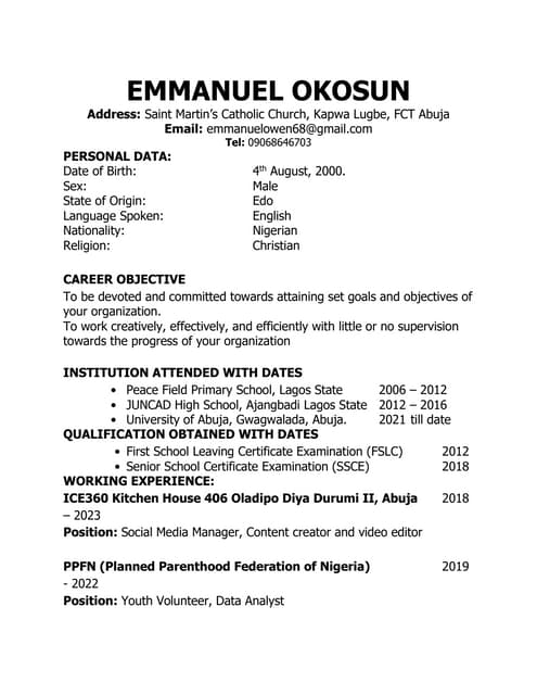 Adah curriculum vitae | DOC