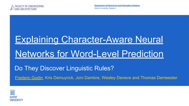 Explaining Character Aware Neural Networks For Word Level Prediction Do They Discover