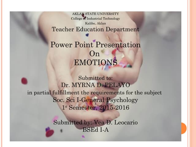 PSYCHOLOGY EMOTIONS AND FEELINGS POWERPOINT PRESENTATION | PPTX