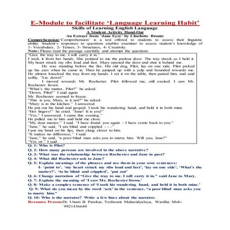 E modules on teaching 'vocabulary', 'comprehension' | DOCX