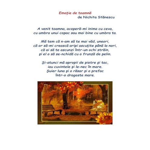 Emoție de toamnă de Nichita Stănescu | PDF
