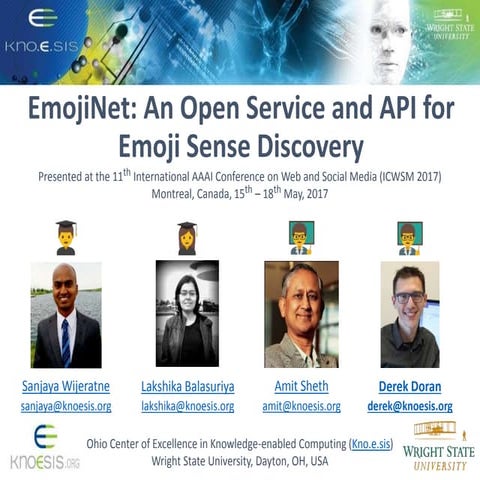 EmojiNet: An Open Service and API for Emoji Sense Discovery | PPT