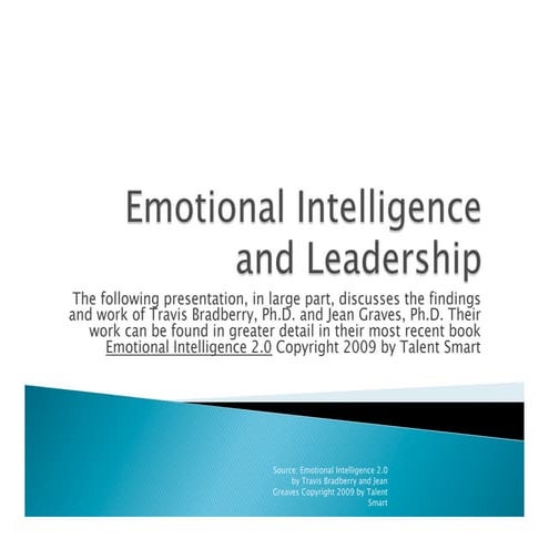 Emotional Intelligence 4 Leadership & Management by Talent Smart | PPT