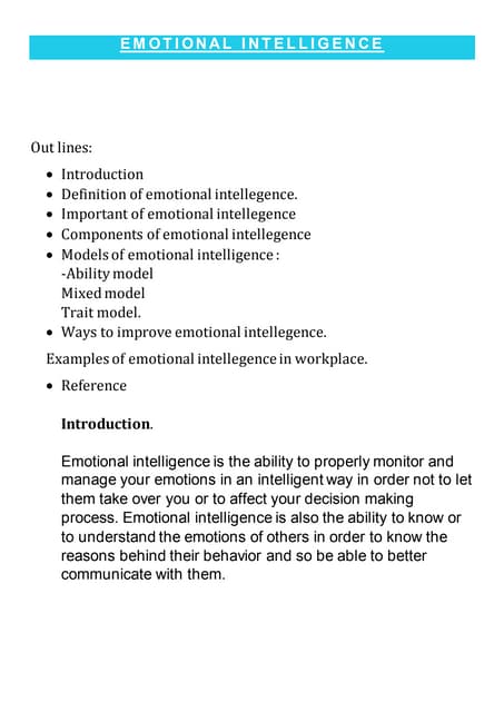 Emotional intelligence poster | PPT