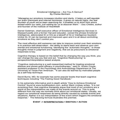 Emotional Intelligence | PDF